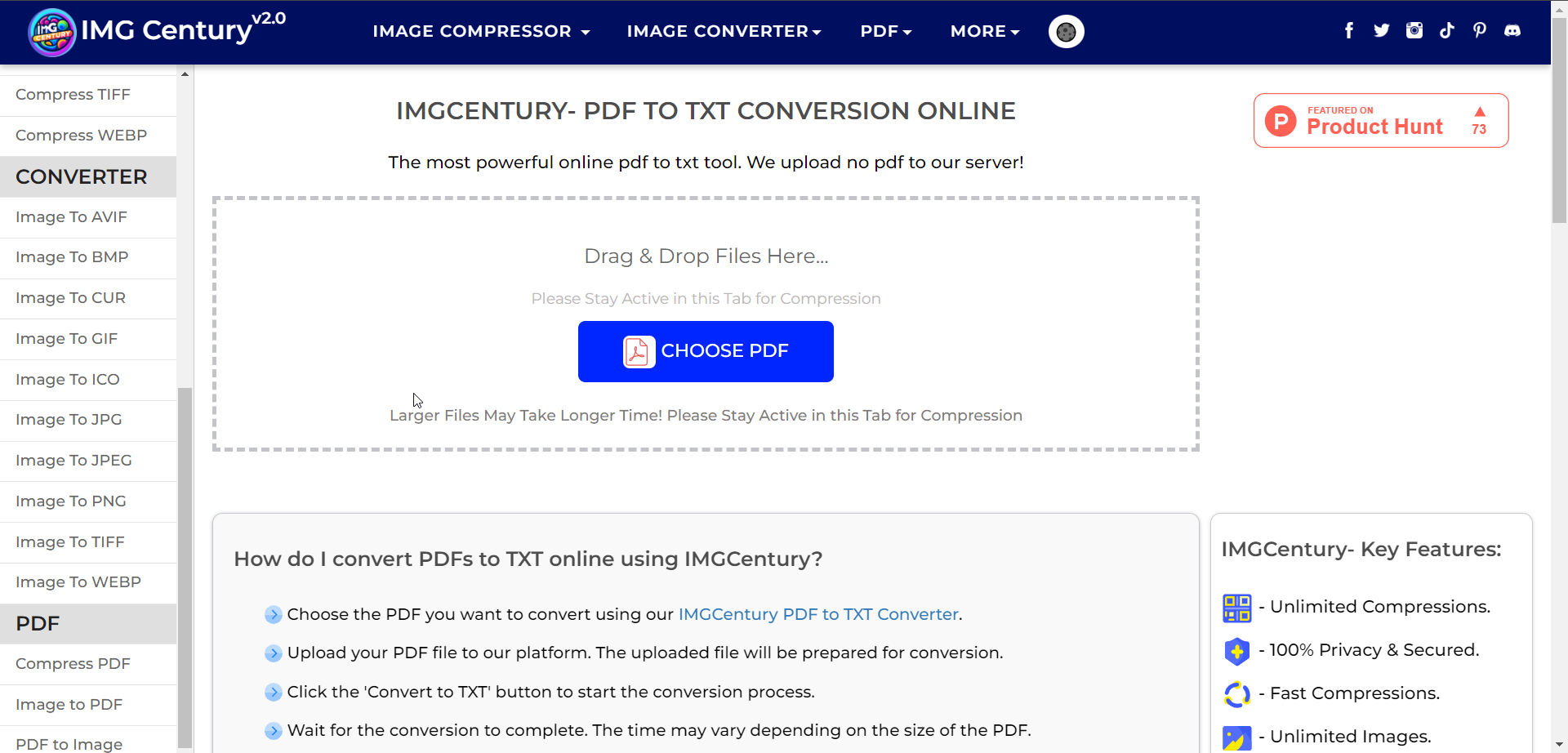 Convert PDF to TXT Online: Easy PDF to Text Tool - IMGCentury.com